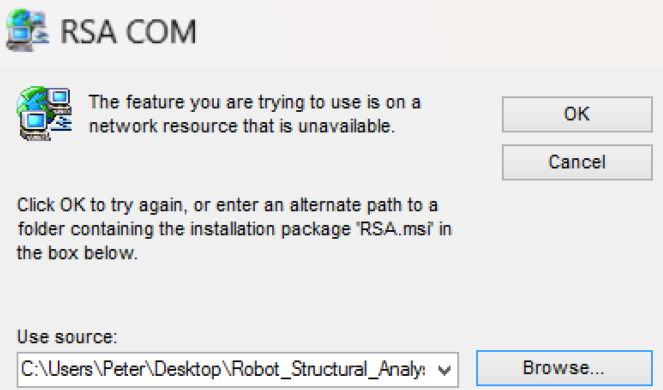 "RSA COM: Die Funktion, die Sie verwenden möchten, befindet sich in ...