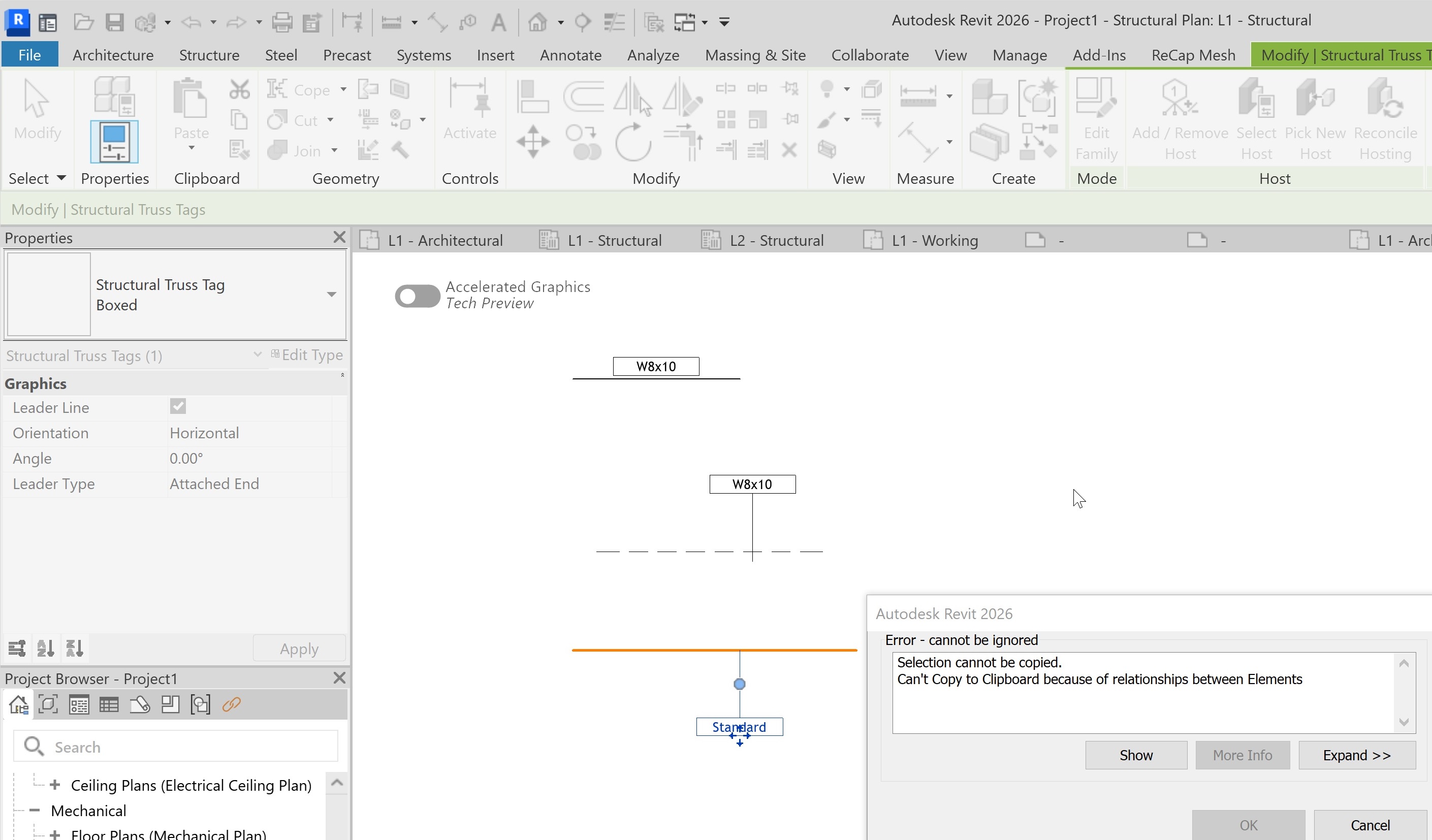 Cannot copy Structural Truss Tags in Revit