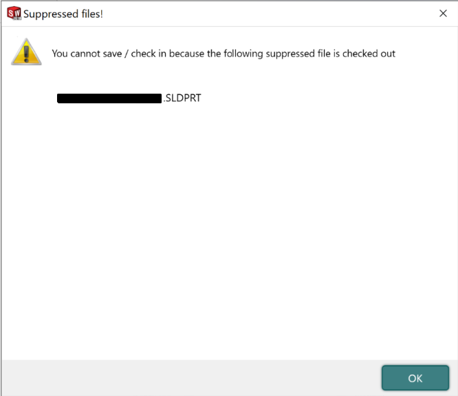 "Suppressed files! You cannot save / check-in because the following ...