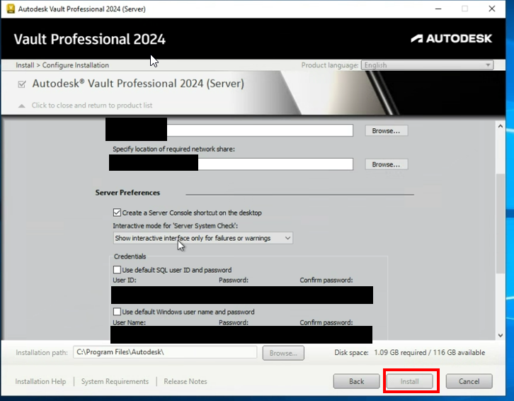 El botón Instalar está inactivo o atenuado durante la instalación de ...