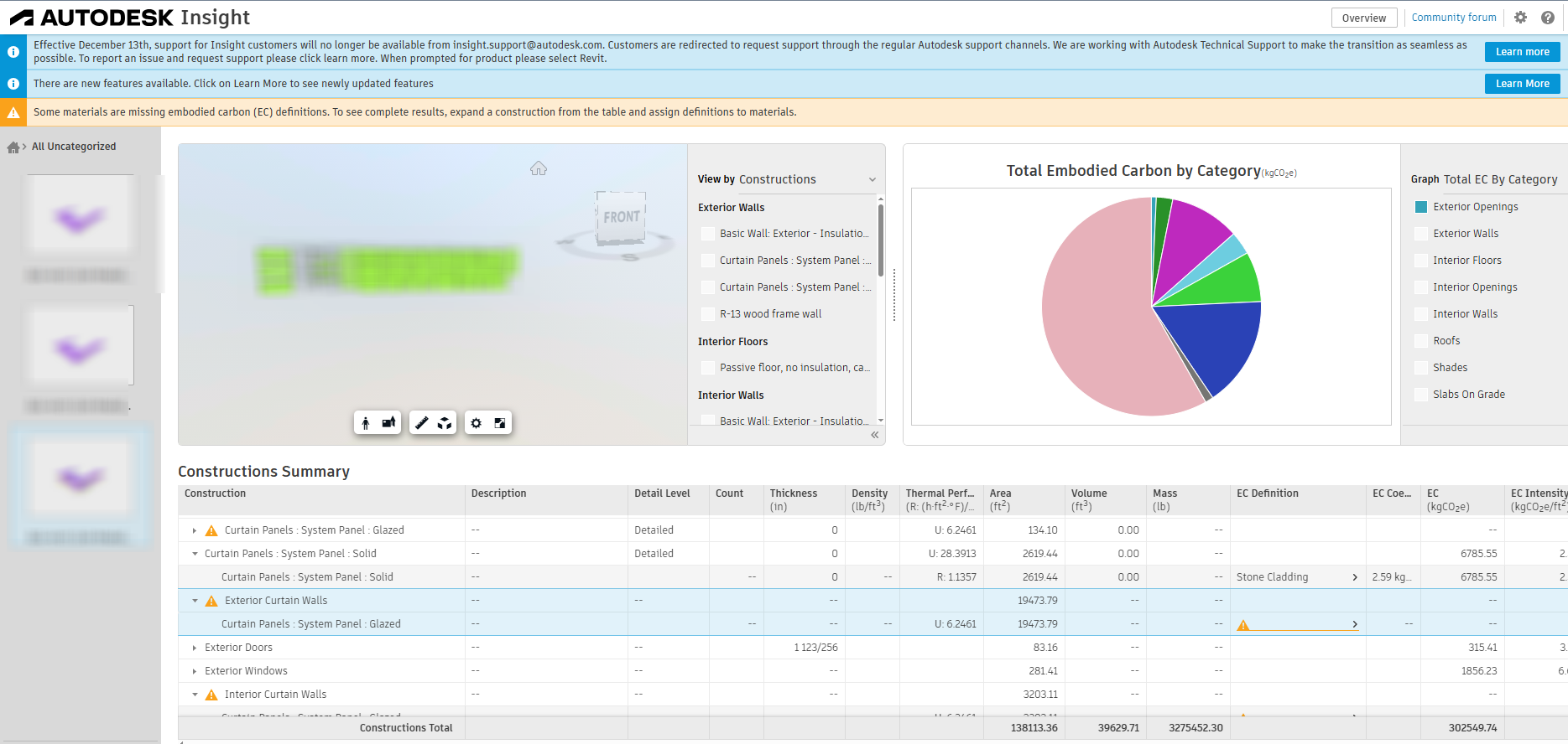 When exporting gbXML from Revit, solid panels or curtain wall materials ...
