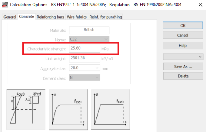 Concrete grade grayed in Calculation Parameters dialog while provided reinforcement design for ...