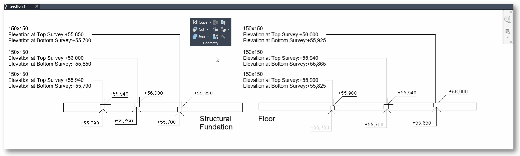 When a family of structural foundations is placed on the floor, the ...