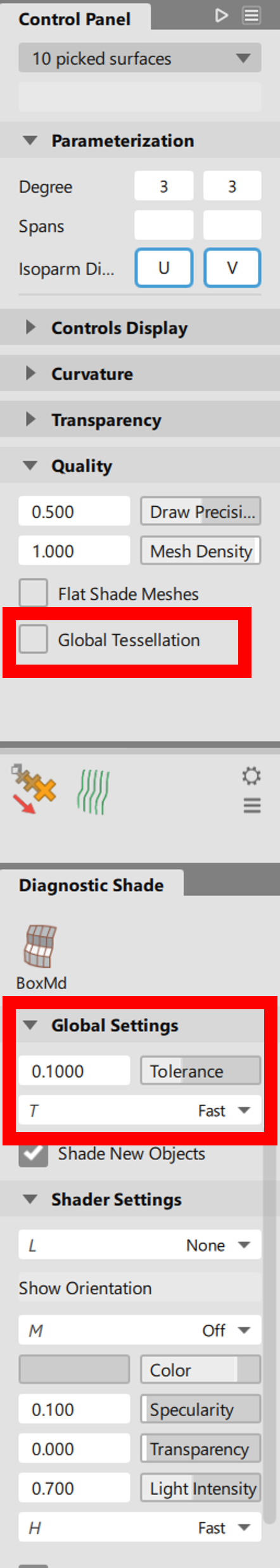 Tolerance and tessellation settings not available in ALIAS diagnostic ...