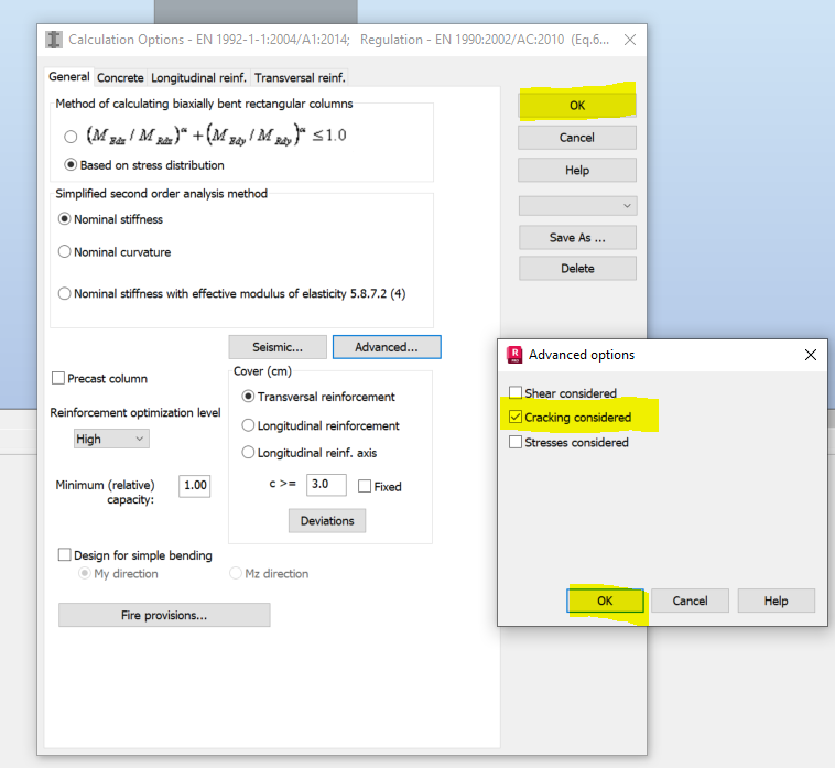 Different values of reinforcement area when comparing results for concrete column from required ...