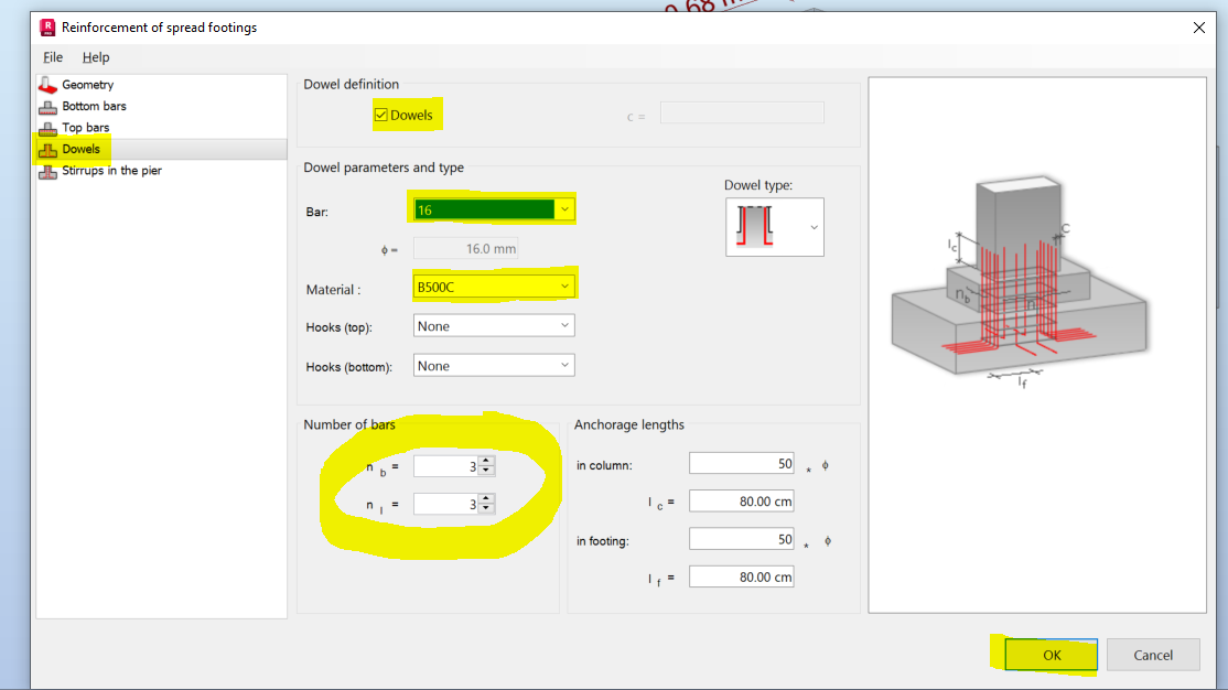 How to define required layout of vertical rebars in foundation pedestal ...