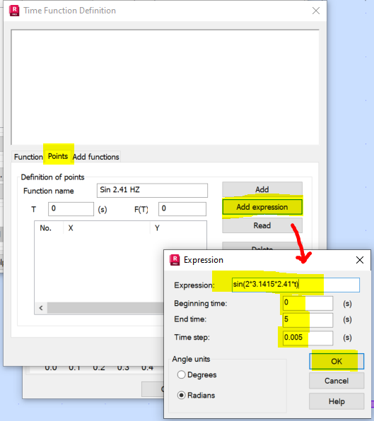 Harmonic function for time history analysis does not show up after ...