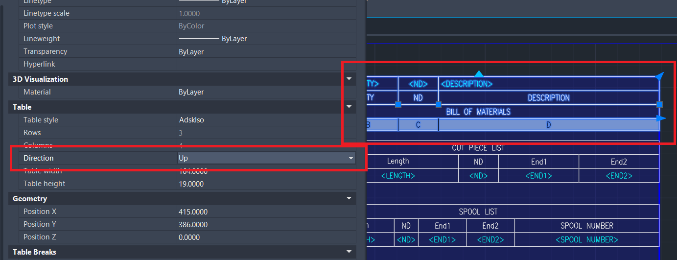 How to make the Bill of Materials fill from bottom to top on isometric ...