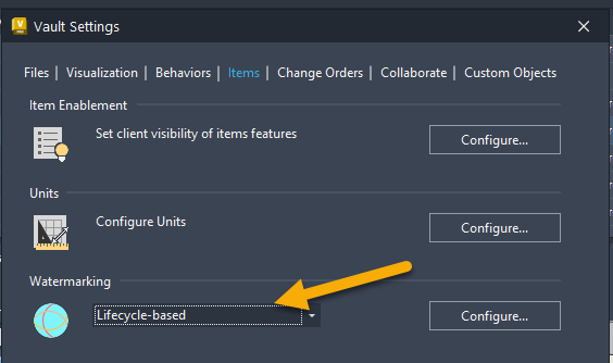 Viewing drawings assigned to items in Vault shows watermarks
