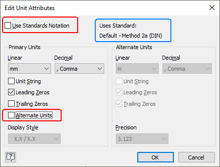 Alternative units show up on a text leader in Inventor drawings