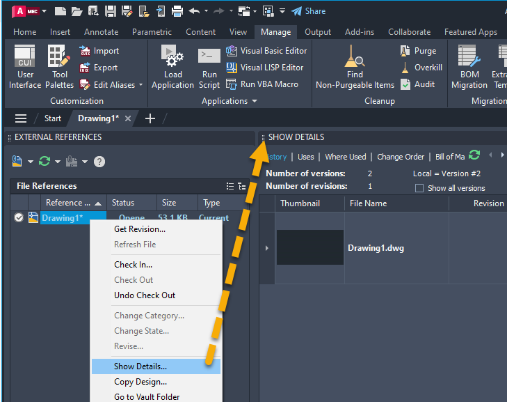 Is it possible to load the "SHOW DETAILS" Palette from the AutoCAD Vault Add-in on startup?