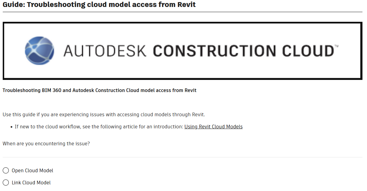 "You currently don't have access to Revit cloud models" in Revit