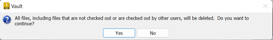 "All files, including...will be deleted. Do you want to continue?" is displayed during Checking ...