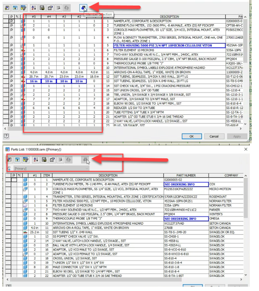 Model States parts list doesn't have the Member Selection in Inventor
