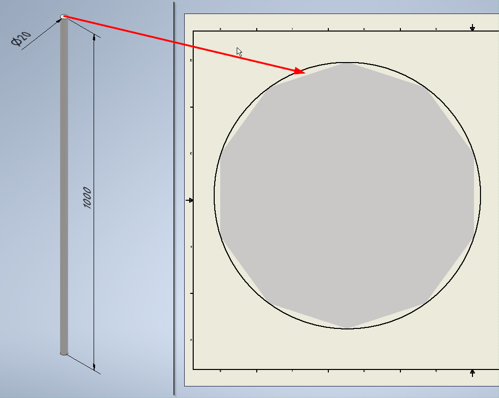 Round shape results in a polygon for Shaded View in Inventor Drawing