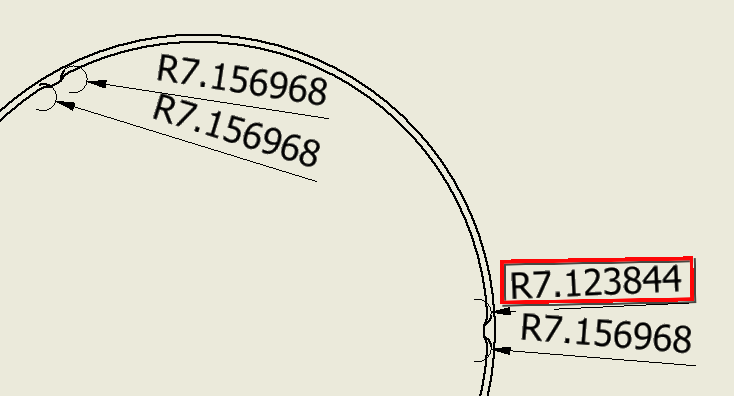 Only one radius dimension is displayed differently in Inventor Drawing