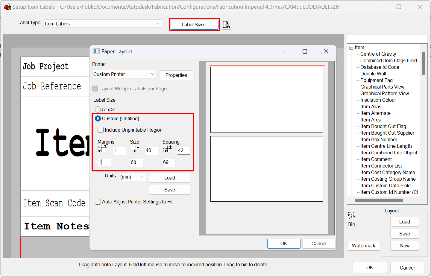 "Label is too big to fit on the page" when printing labels in ...