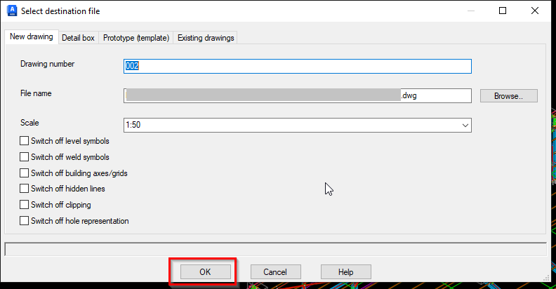 OK button greyed out when generating drawings in Advance Steel
