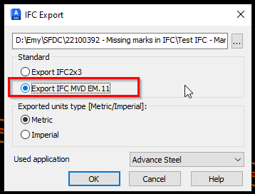 Missing part numbers from IFC export file from Advance Steel
