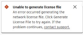 "There was a problem generating your license files" appears when trying to create a license file ...