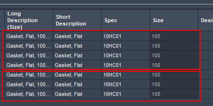 Different components listed together in AutoCAD Plant 3D Report Creator