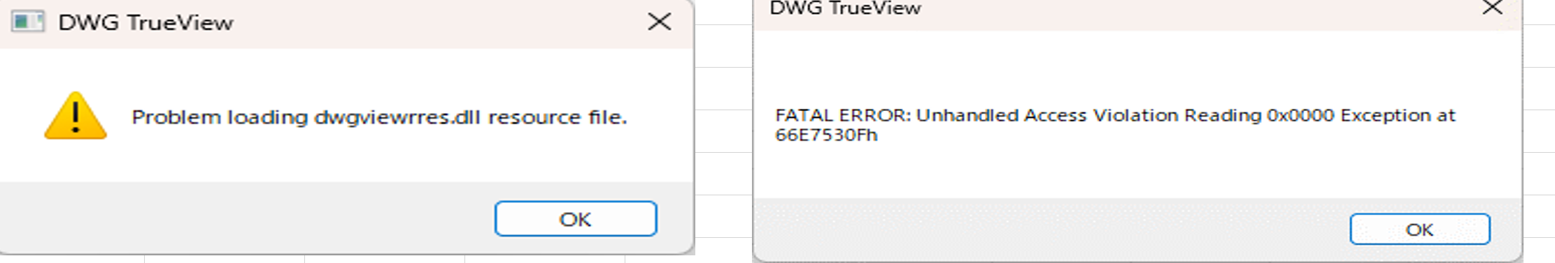 DWG TrueView を起動しようとすると Problem loading dwgviewrres.dll resource file が ...