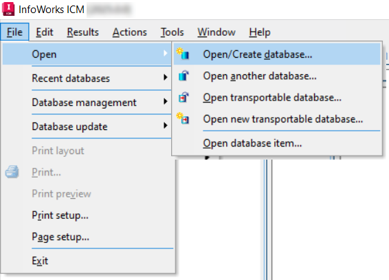 Database opens as an explorer window in InfoWorks ICM