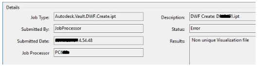 Vault Job Processor 中或本地更新时显示“不唯一的可视化文件”