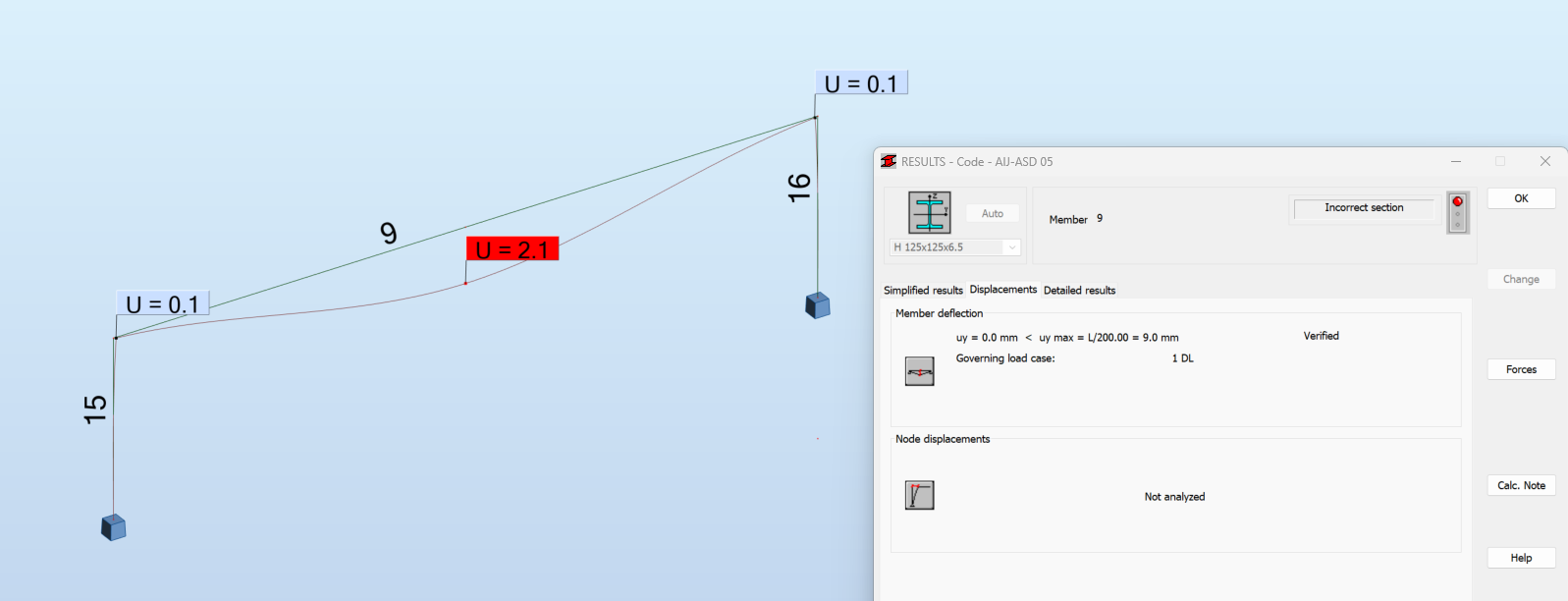 Graphical bar displacement different from bar deflection from steel ...