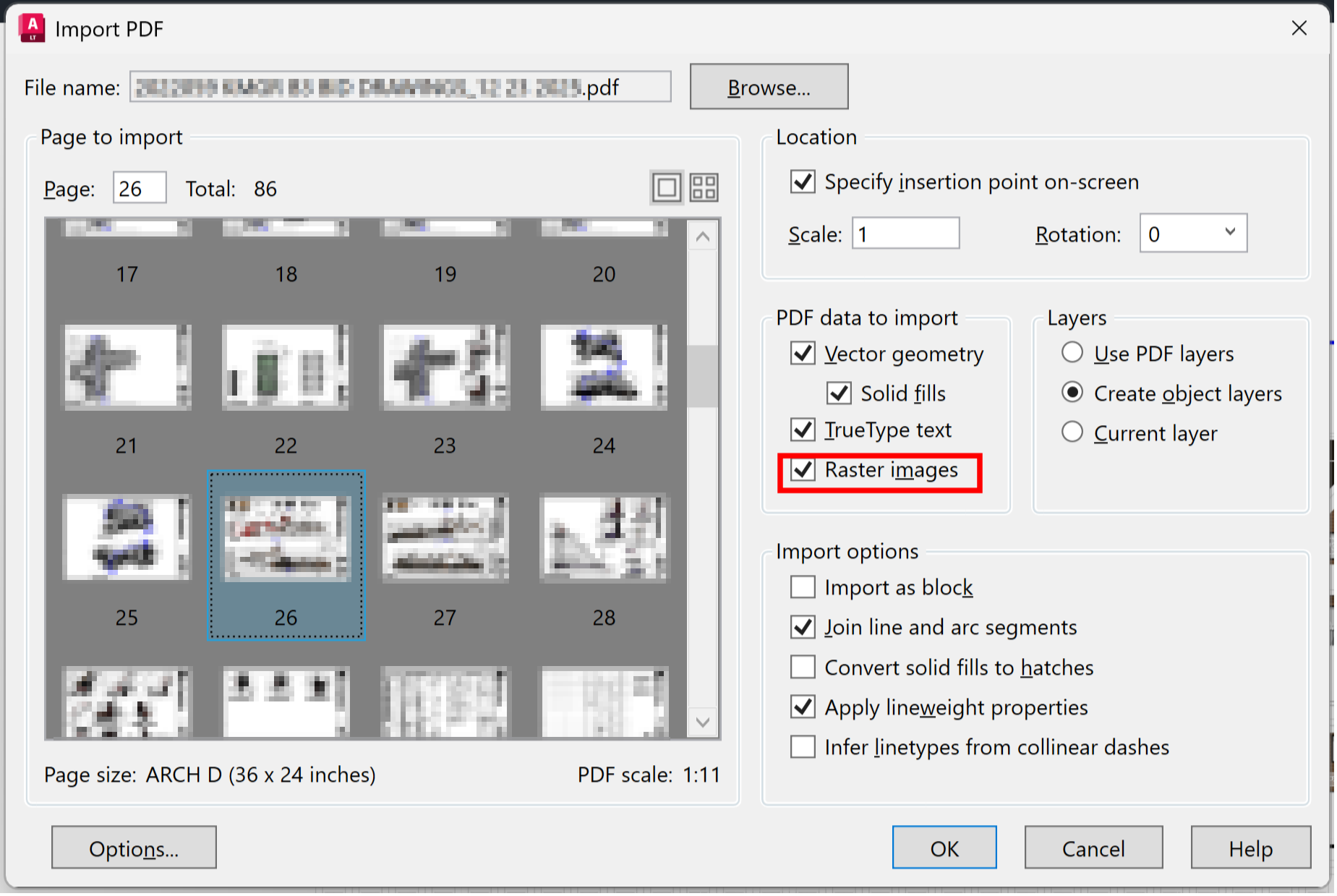 Details missing or poor quality for PDF imported into AutoCAD