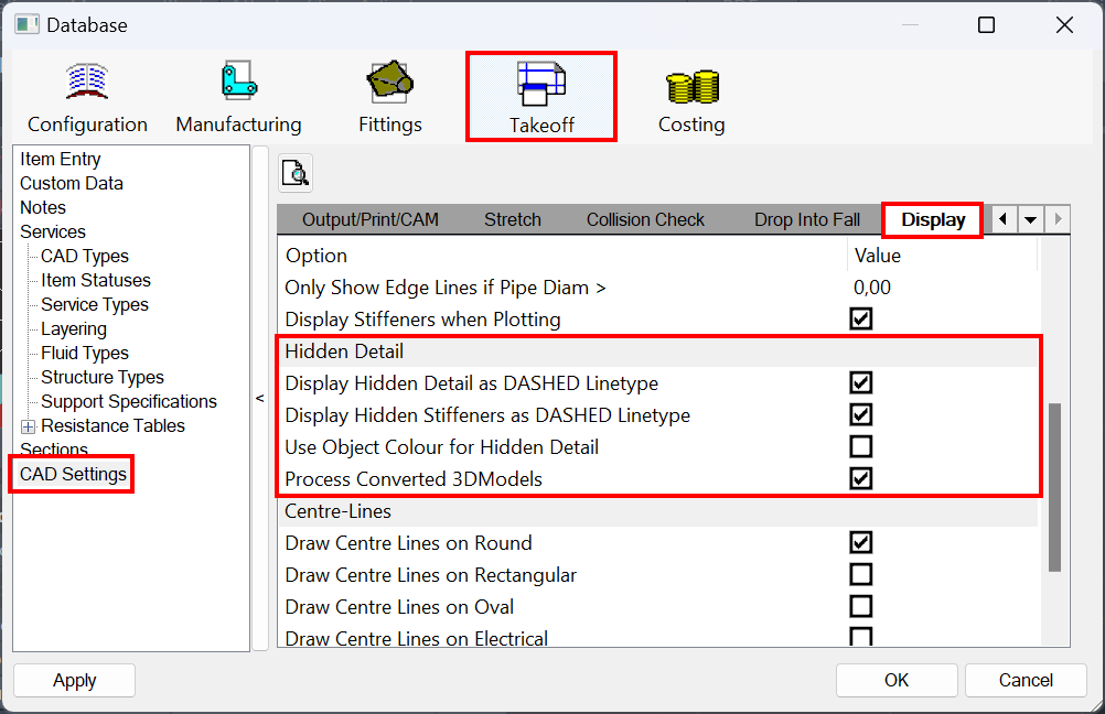 How to show ducts as hidden in CADmep