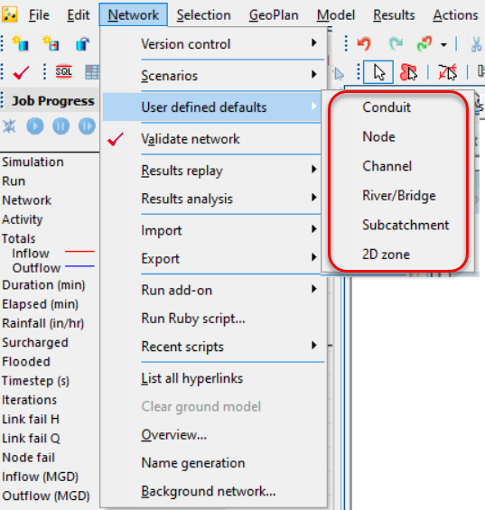 Transferring user defined defaults between model networks in InfoWorks ICM