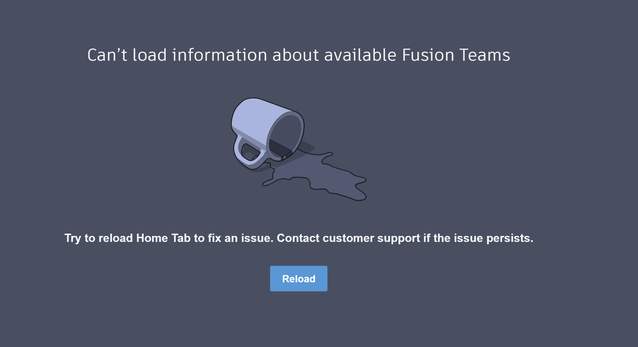 "Can’t load information about available Fusion Teams" on Start tab in ...