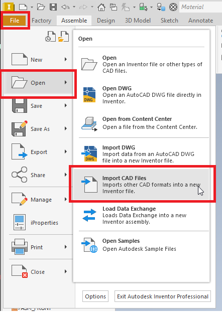 Opening Solid Edge file in Inventor