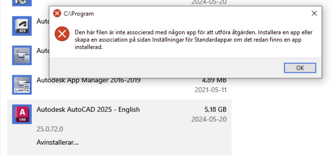 "This file does not have an app associated with it for performing this ...
