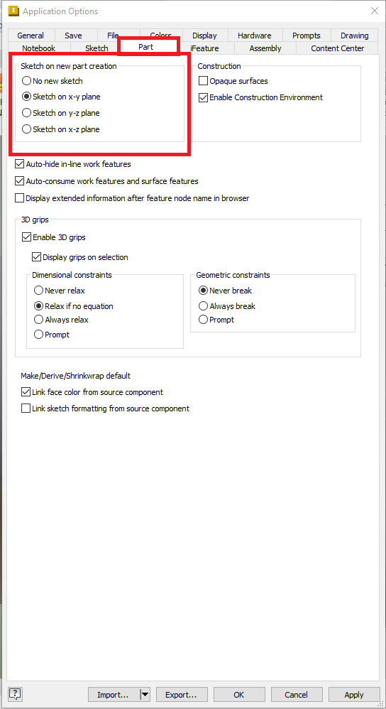 Would like to turn off the automatic iso view when creating a part in Inventor assembly