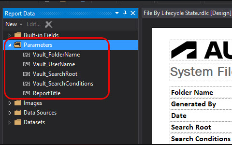 What parameters are available in Vault Reports?