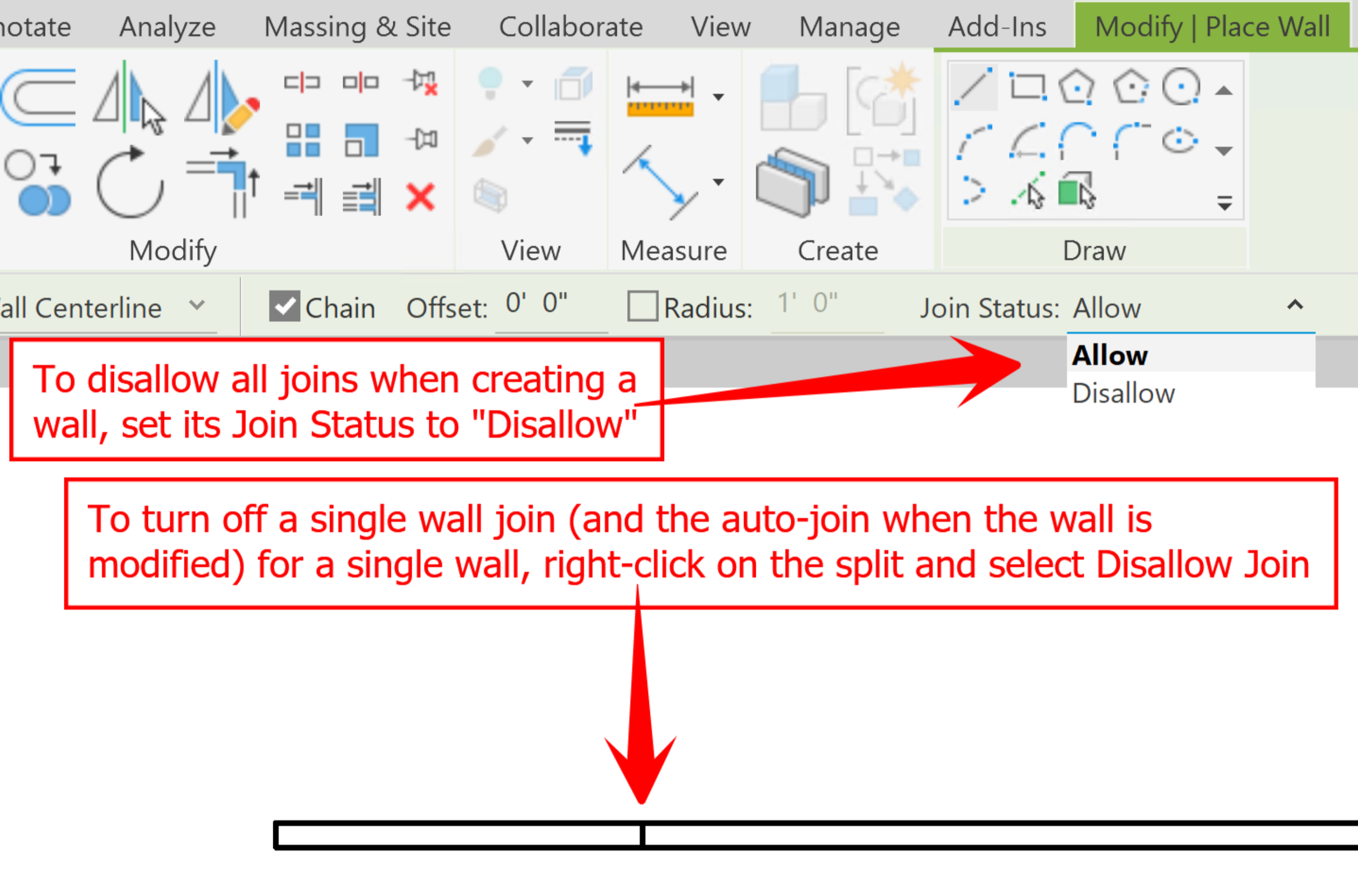 When splitting walls and then adjusting its length, the joint disappears in Revit