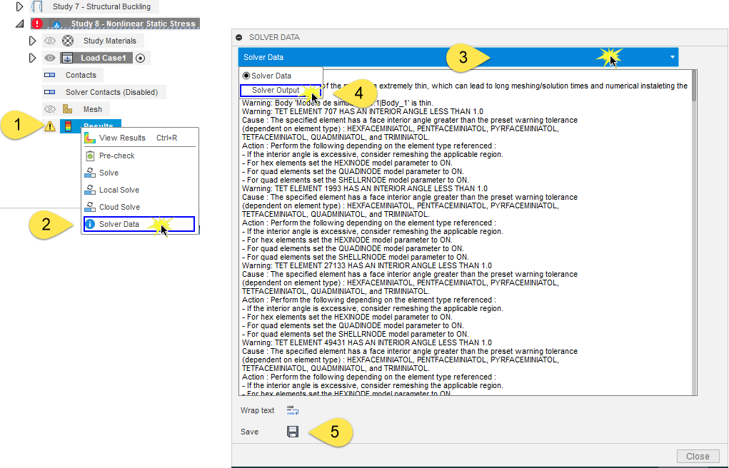 Static stress simulation solve is successfully but keeps failing at the ...