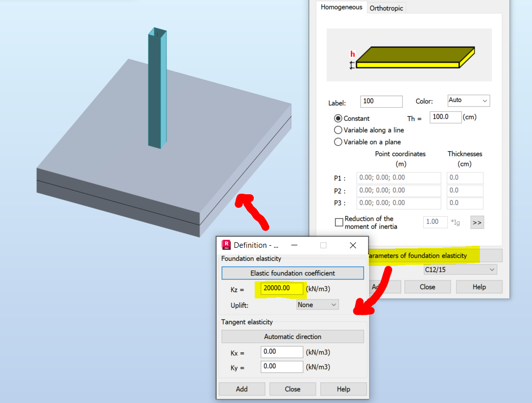 How to convert planar soil elasticity into equivalent nodal elasticity in Robot Structural Analysis