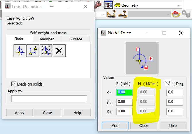 It is not possible to apply nodal moment for solid model in Robot ...