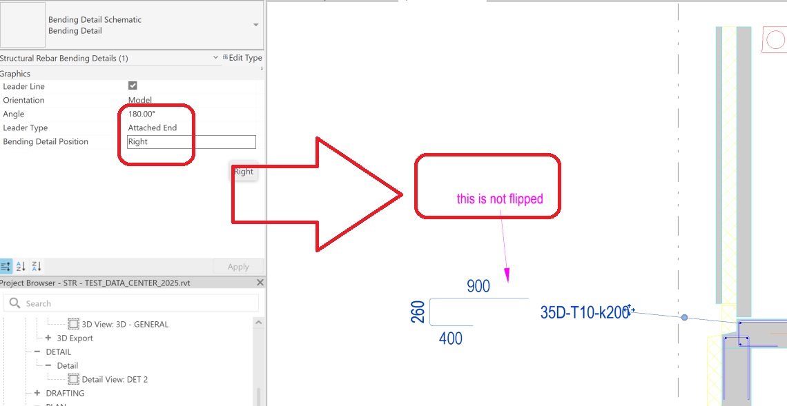 Structural Rebar Bending Detail Flipped In Revit