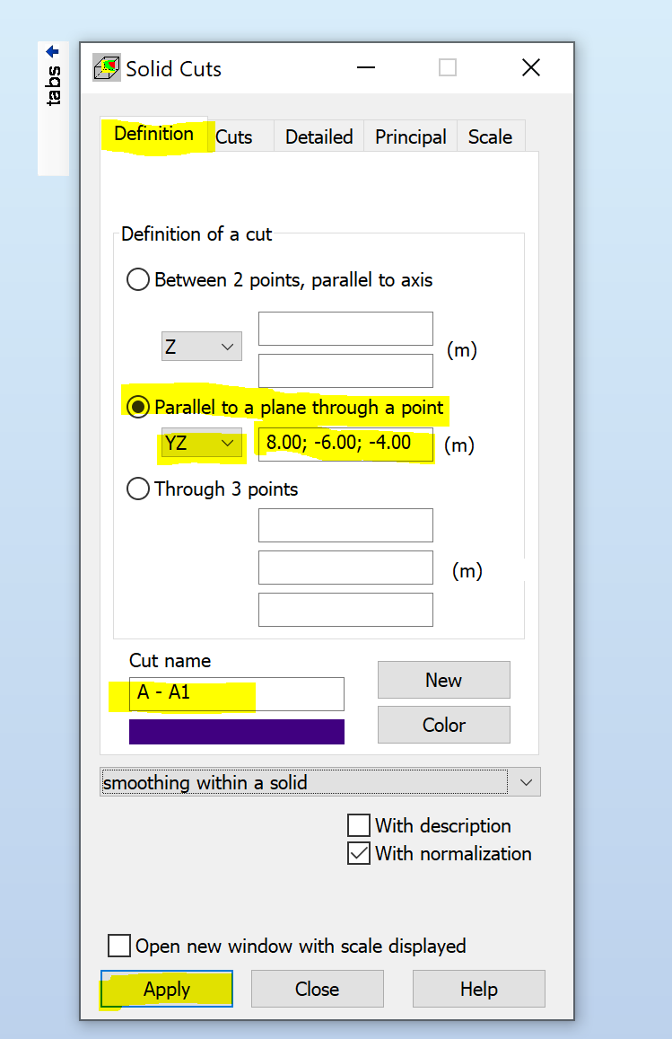 Principal stress map not presented in solid model cut in Robot Structural Analysis