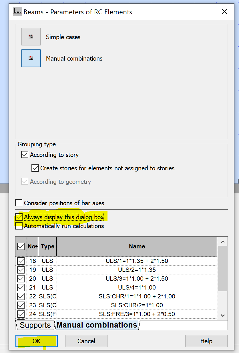It is not possible to select load combinations while member export to provided reinforcement ...