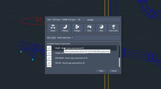 Not all port sizes are listed in several dialogs of AutoCAD Plant 3D