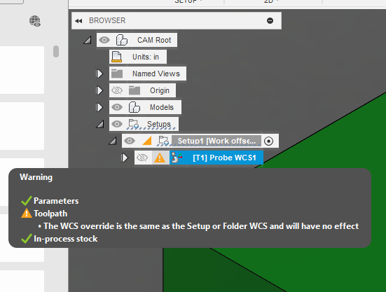 “WCS 覆盖与设置相同...”在 Fusion 中探测时