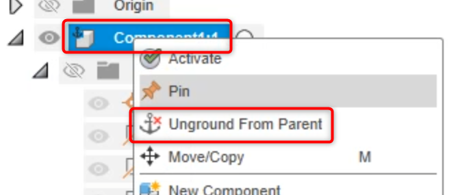 如何在 Fusion 中一起移动关联的草图和实体。