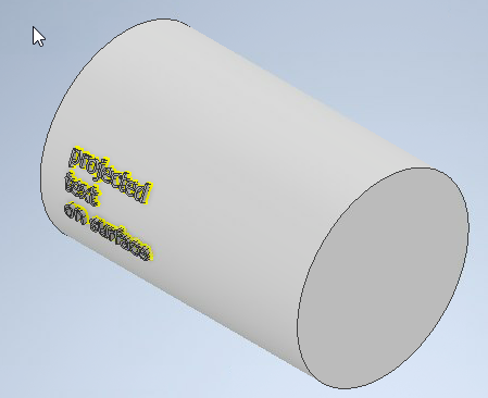 Projecting text of a sketch onto a curved surface in Inventor
