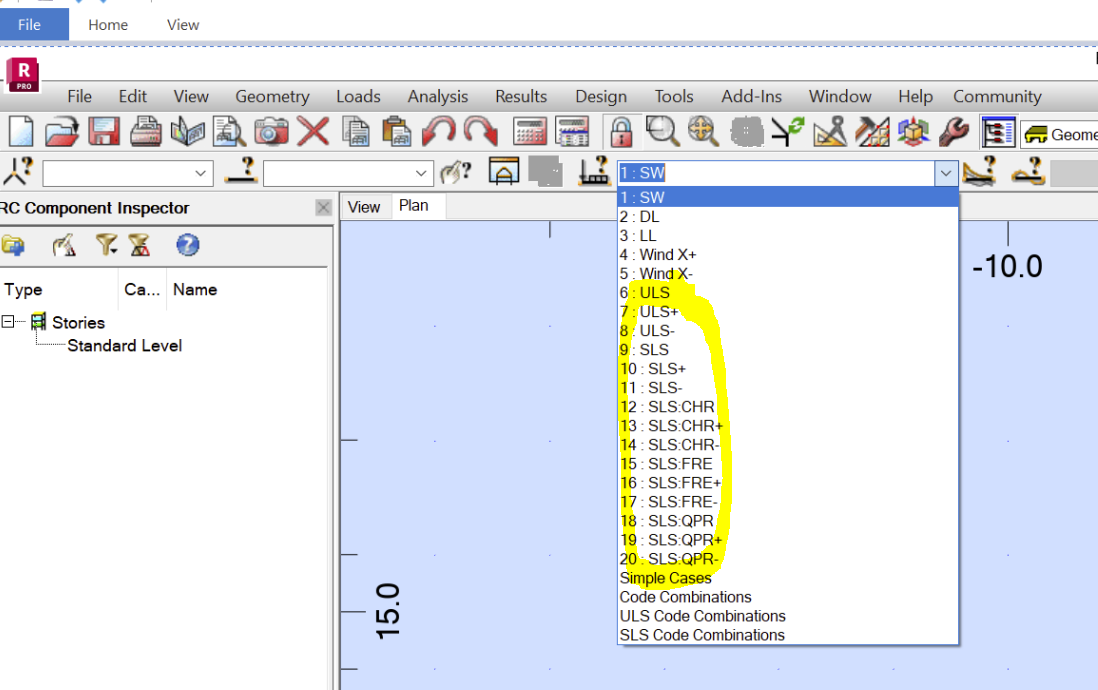 Alors que le programme de génération automatique de combinaisons génère uniquement des cas ULS ...