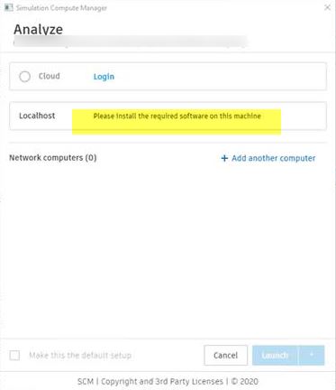 "Please install the required software on this machine" appears when meshing or starting an ...